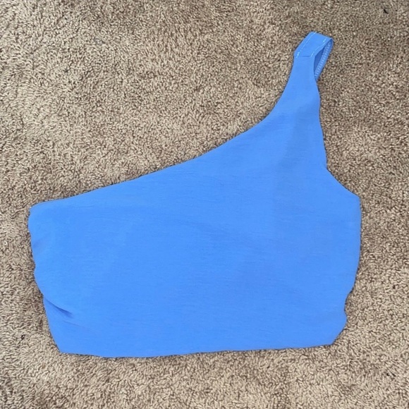 Boohoo | Tops | One Shoulder Blue Crop Top | Poshmark